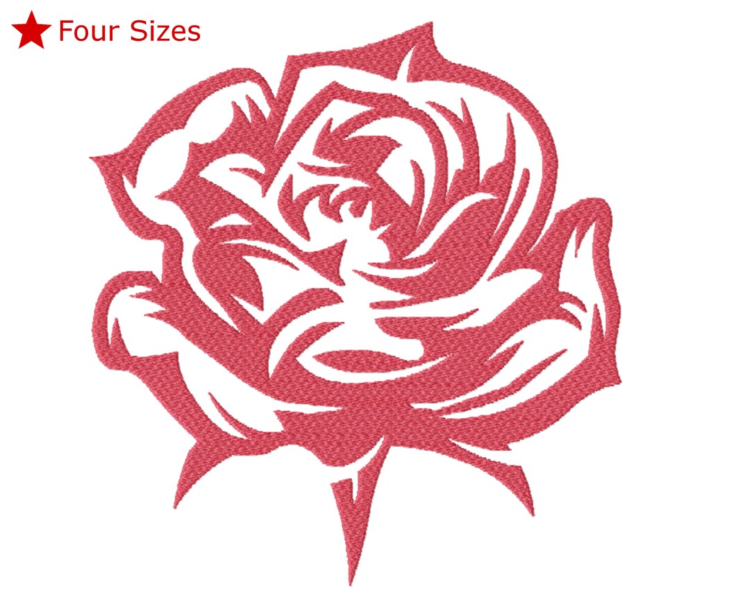 Hollow Rose Machine Embroidery Design, Four Sizes Included, Instant ...