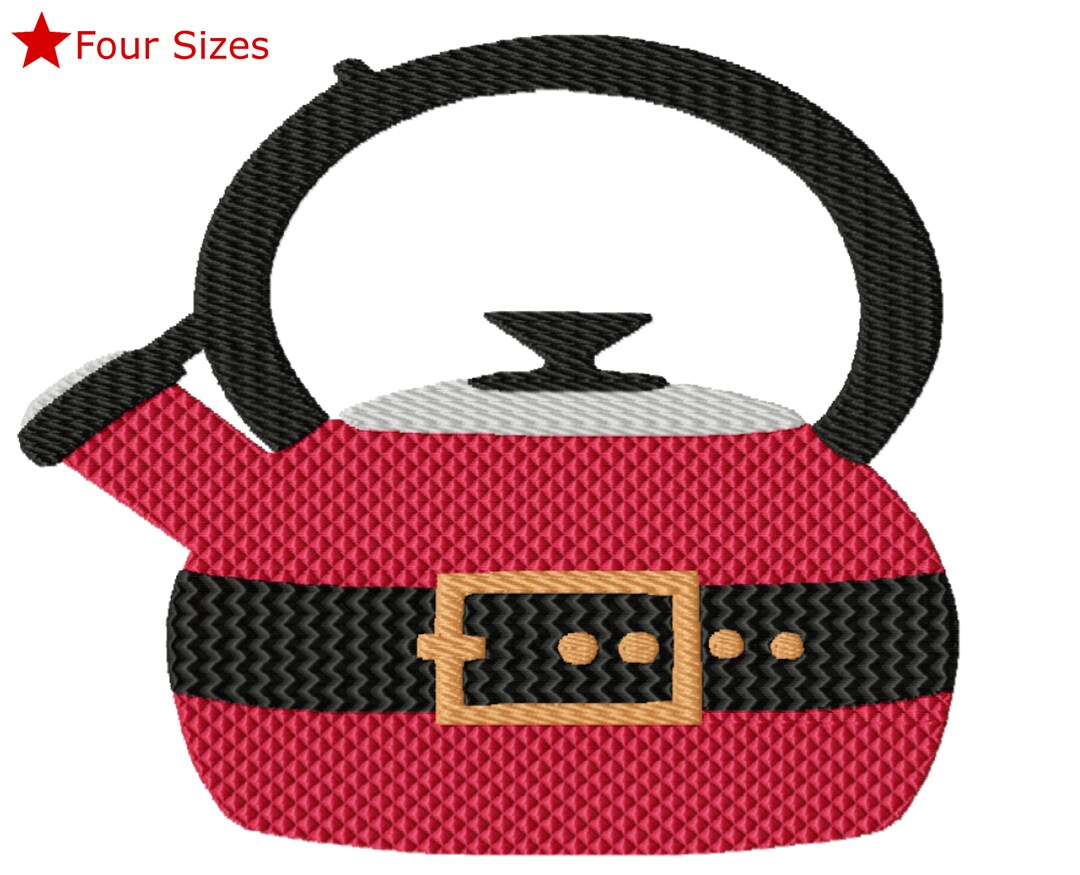 Santa Teapot Machine Embroidery Design, Four Sizes Included, Instant ...