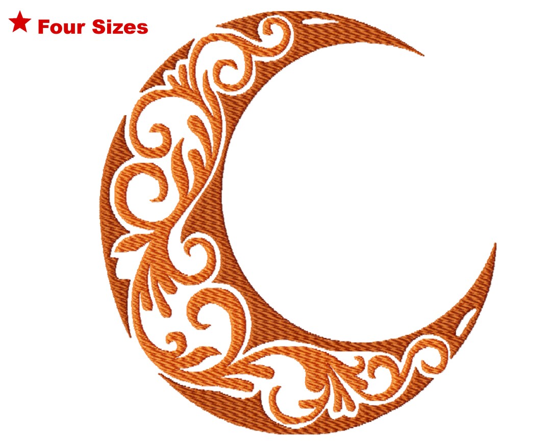 Moon Cutout Machine Embroidery Design, Four Sizes Included, Instant ...