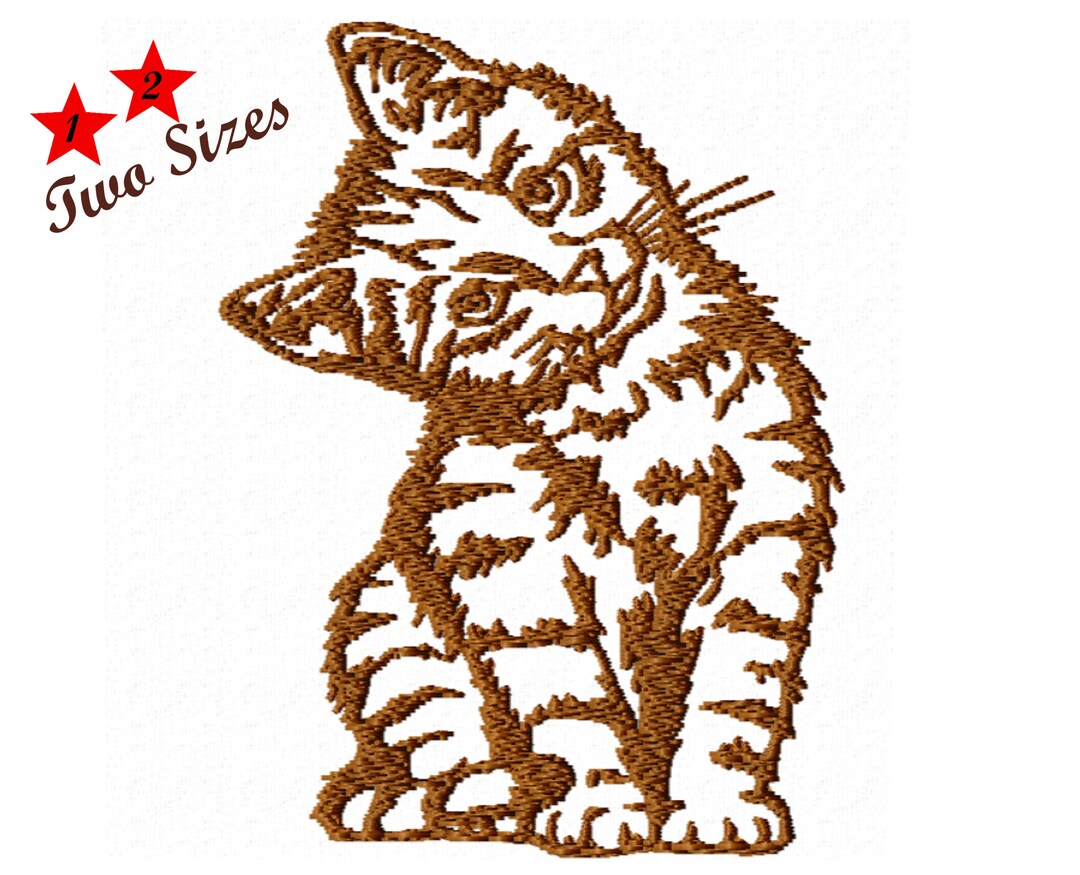 Kitten Machine Embroidery Design Two Sizes - Etsy UK