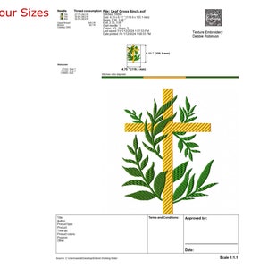 Leaf Cross Machine Embroidery Design, Four Sizes Included, Instant ...