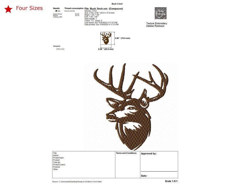 Buck Machine Embroidery Design Four Sizes Included Instant - Etsy