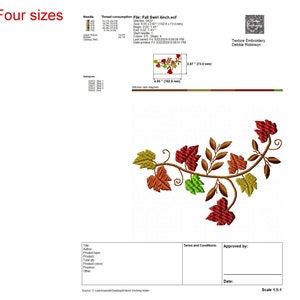 Fall Swirl Machine Embroidery Design, Four Sizes Included, Instant ...