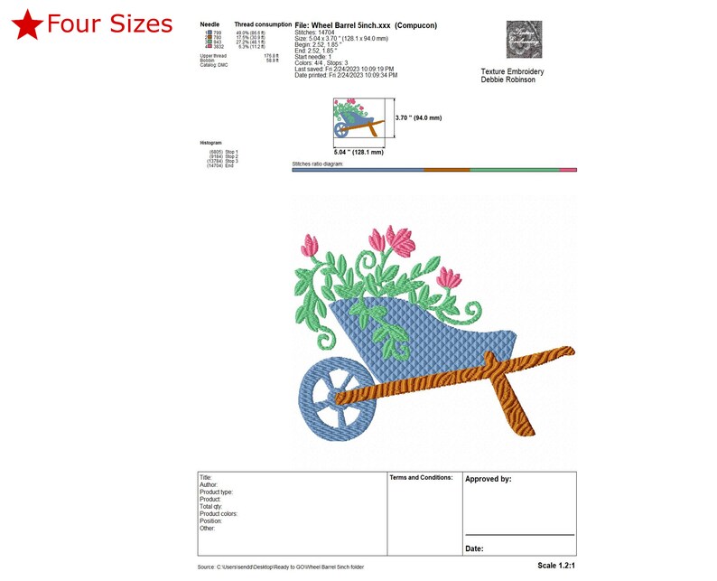 Wheel Barrel Machine Embroidery Design Four Sizes Included - Etsy