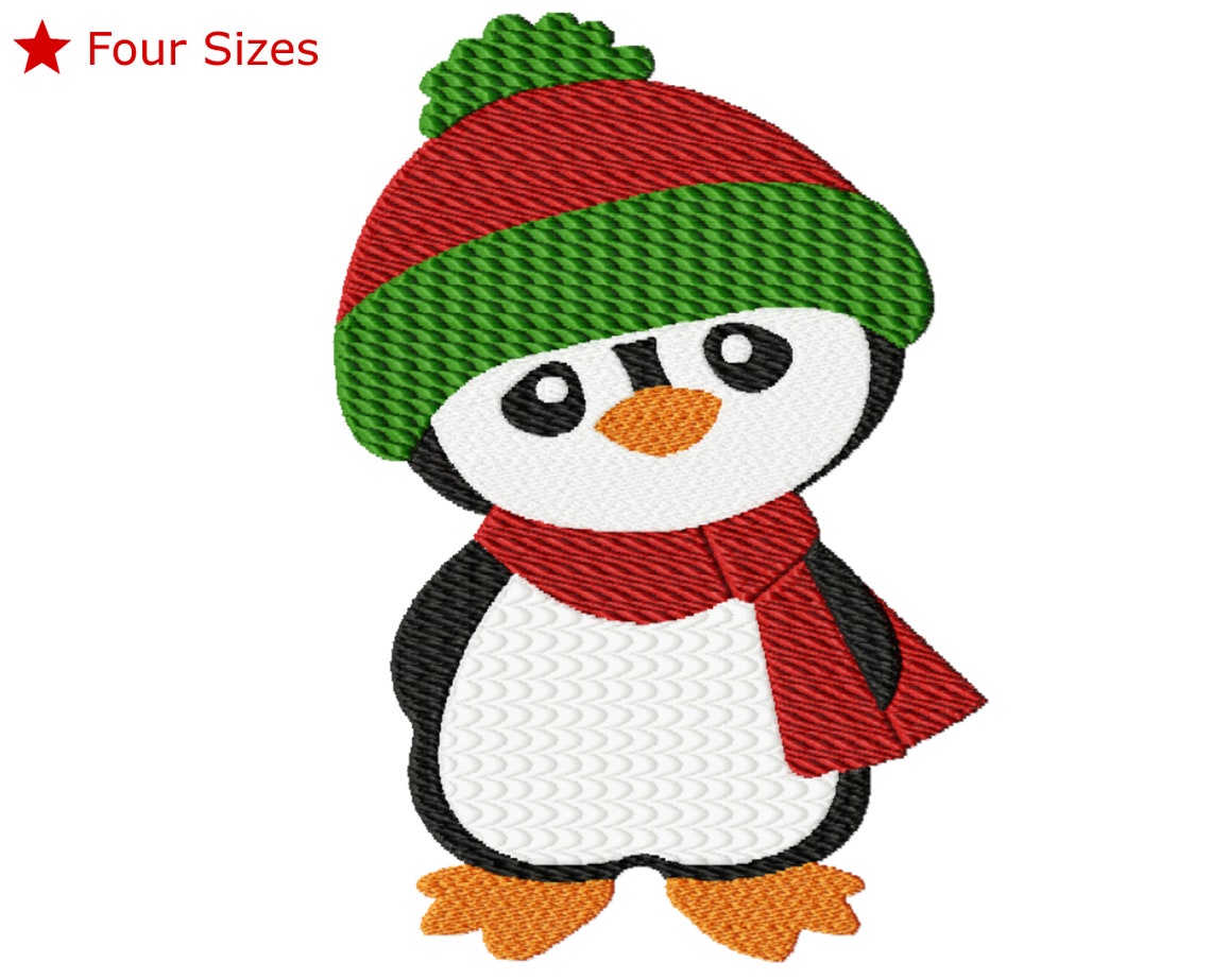 Penguin Machine Embroidery Design, Four Sizes Included, Instant ...