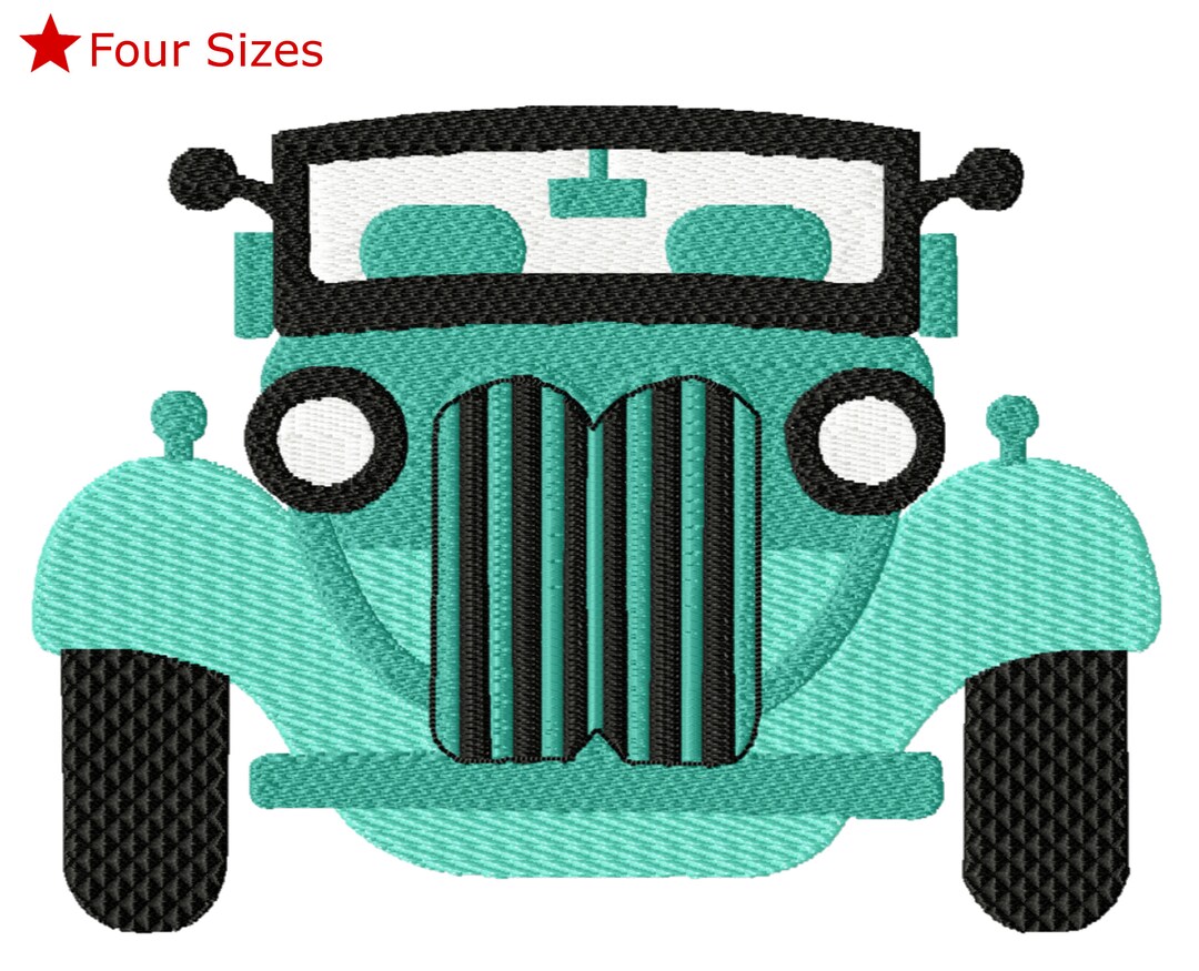 Vintage Car Machine Embroidery Design, Four Sizes Included, Instant ...