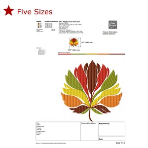 Single Leaf Machine Embroidery Design, Five Sizes Included, Instant ...