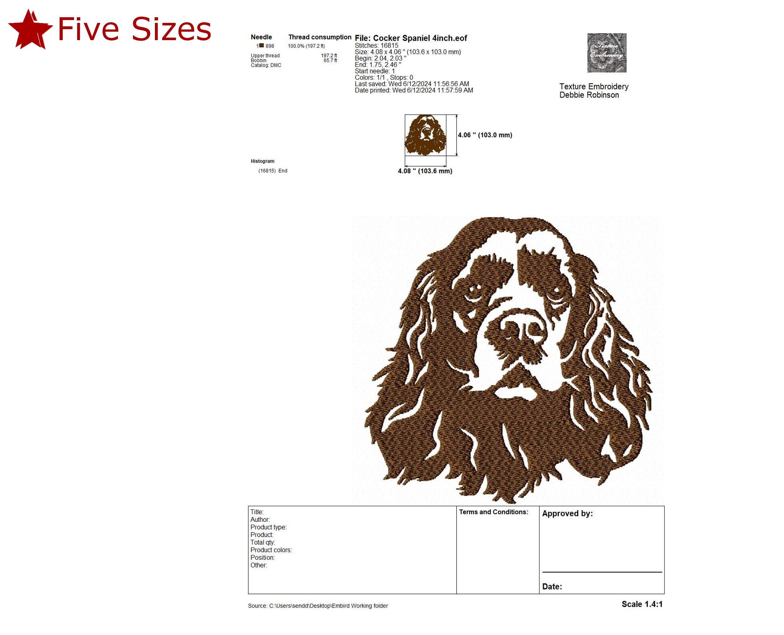 Cocker Spaniel Machine Embroidery Design, Five Sizes Included, Instant ...