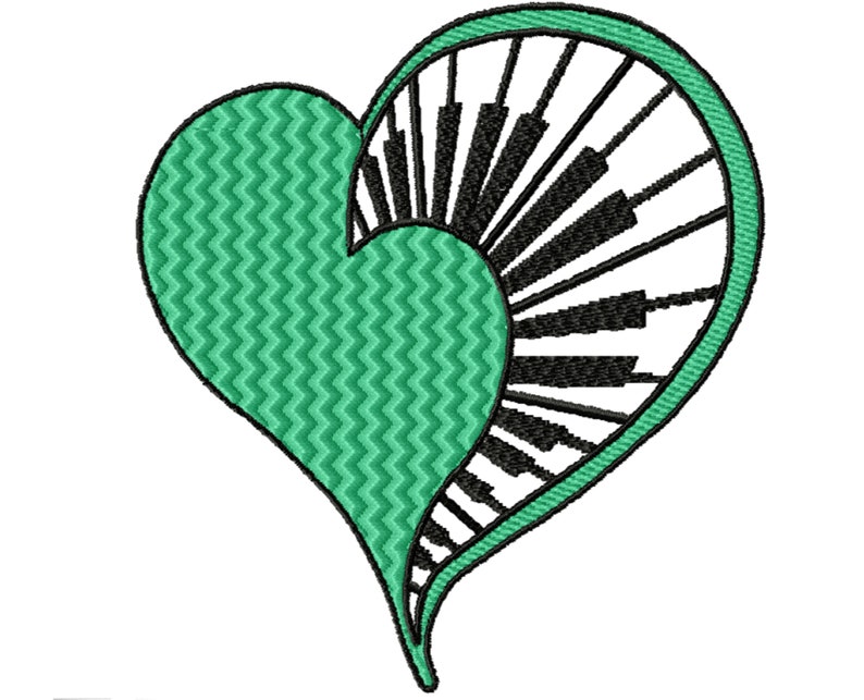 Heart Piano Machine Embroidery Design - Etsy