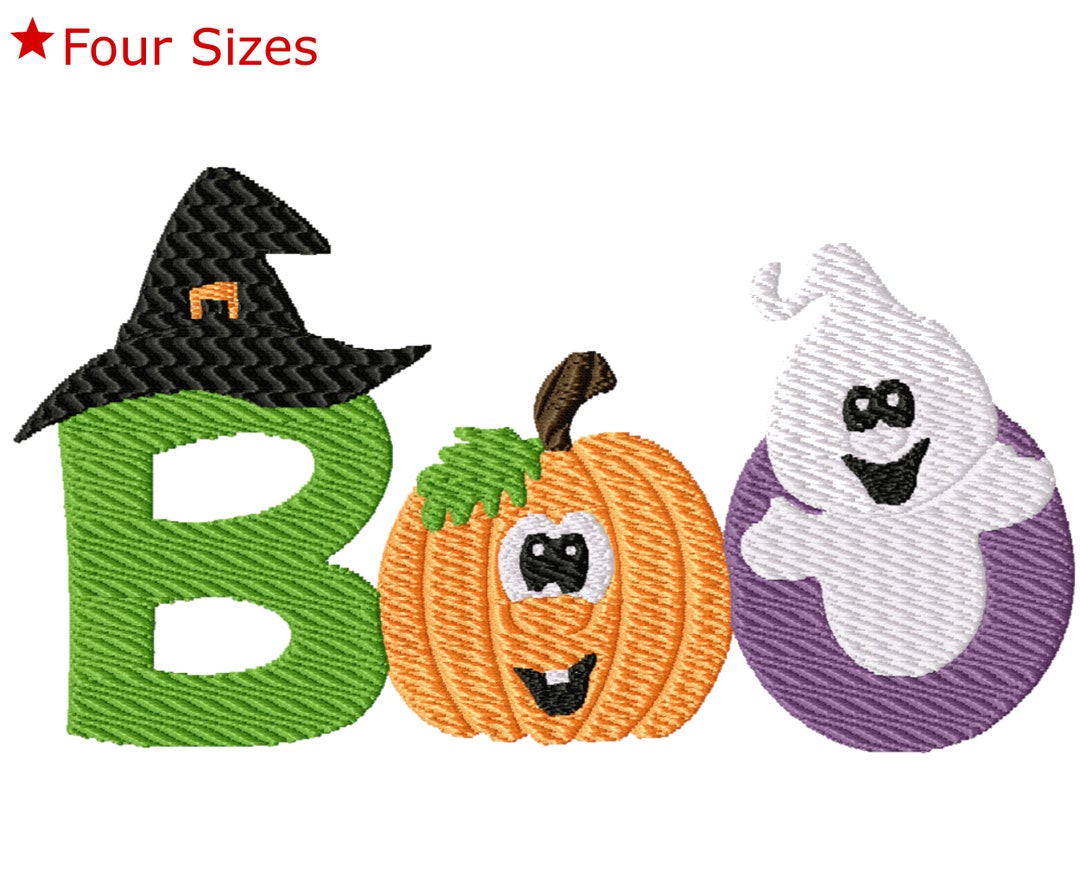 Boo Machine Embroidery Design, Four Sizes Included, Instant Download ...