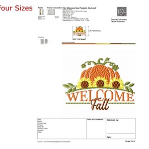 Welcome Sun Pumpkin Machine Embroidery Design, Four Sizes Included ...