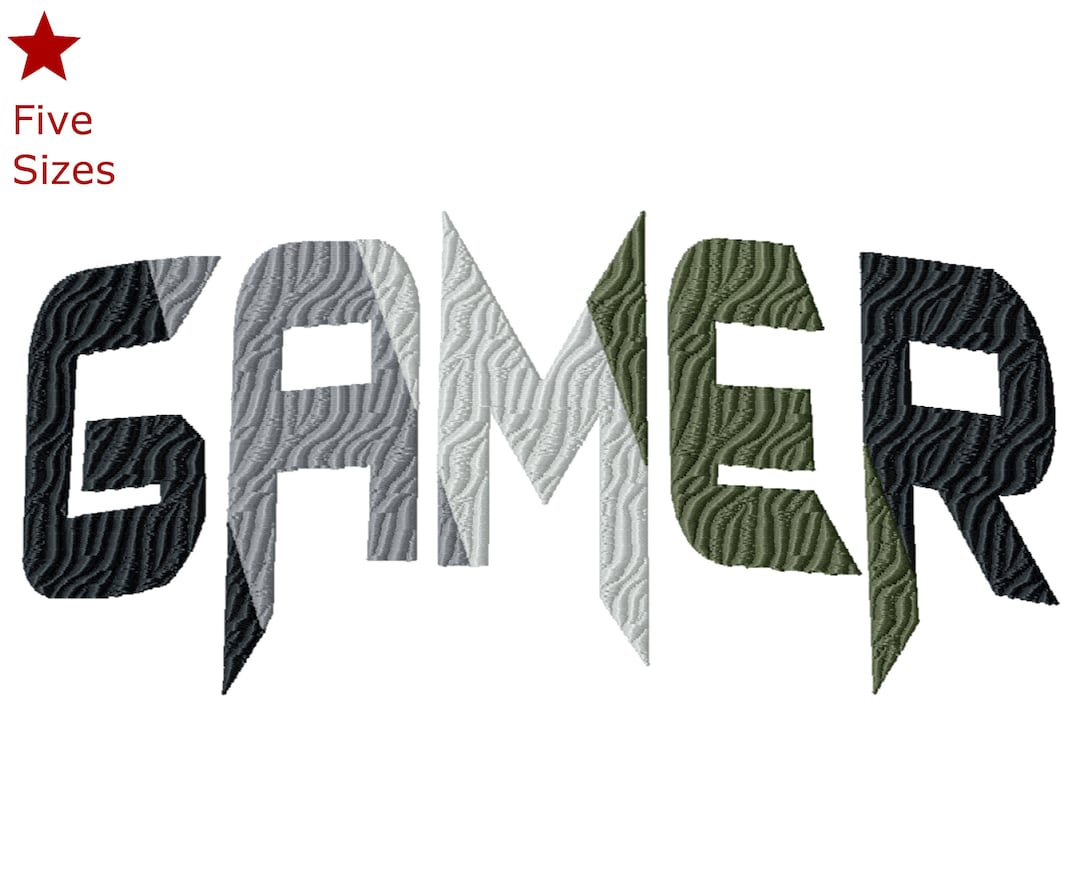Gamer Word Machine Embroidery Design, Five Sizes Included, Instant ...