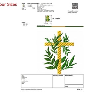 Leaf Cross Machine Embroidery Design, Four Sizes Included, Instant ...