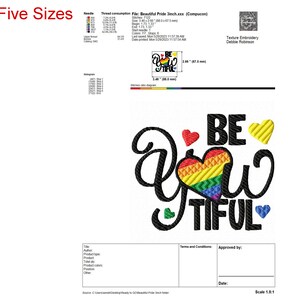 Beautiful Pride Machine Embroidery Design, Five Sizes Included, Instant ...
