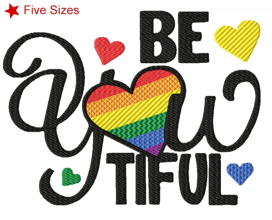 Beautiful Pride Machine Embroidery Design, Five Sizes Included, Instant ...