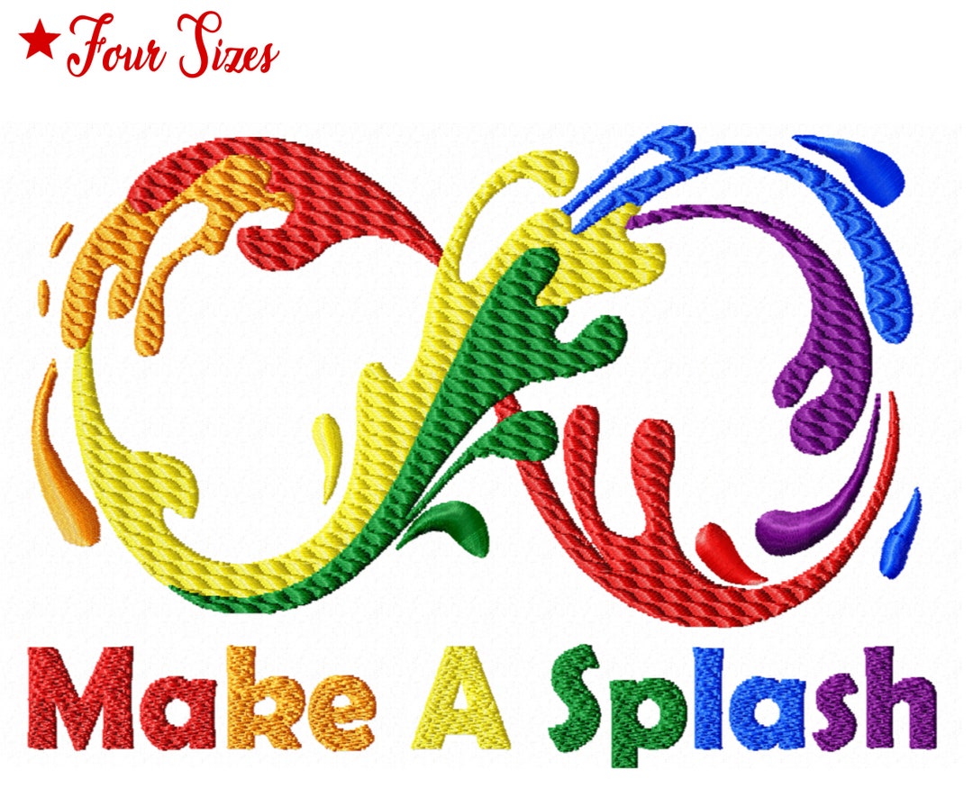 Splash pride Machine Embroidery Design Four Sizes Included - Etsy