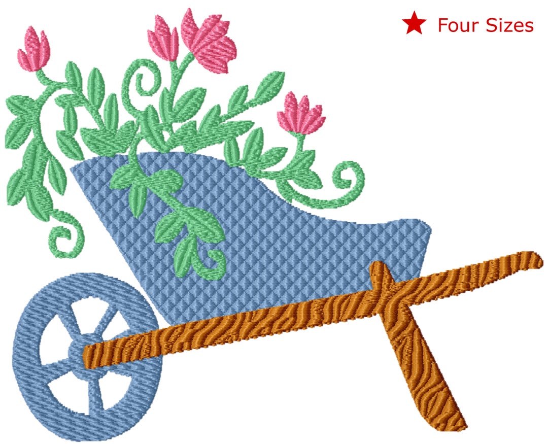Wheel Barrel Machine Embroidery Design, Four Sizes Included, Instant ...