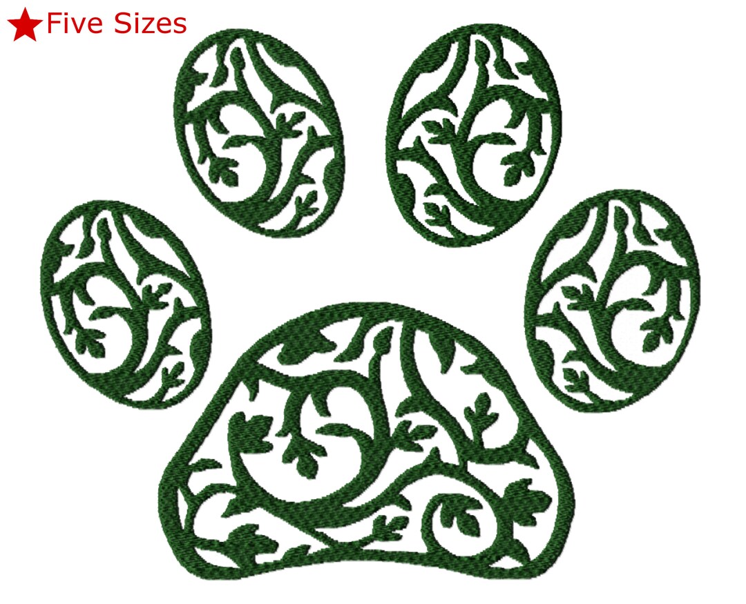 Fancy Paw Machine Embroidery Design, Five Sizes Included, Instant ...