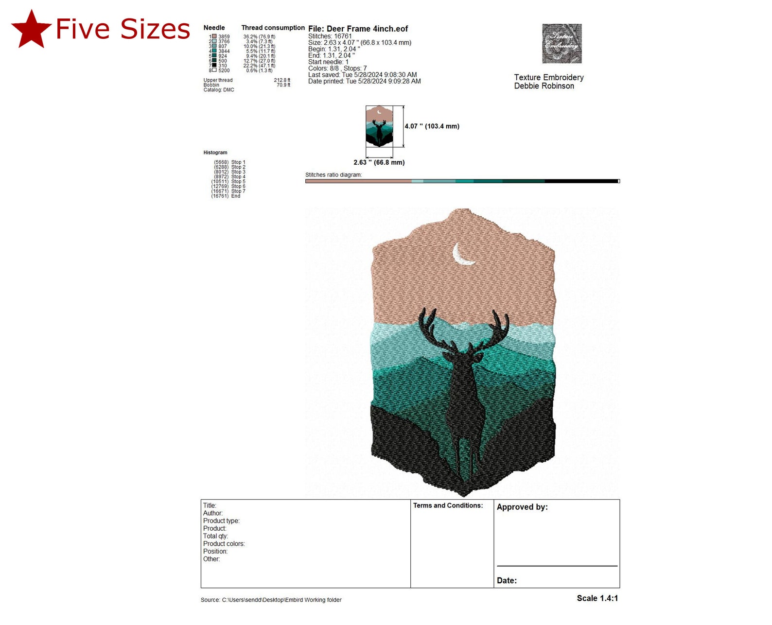 Deer Frame Machine Embroidery Design, Five Sizes Included, Instant ...