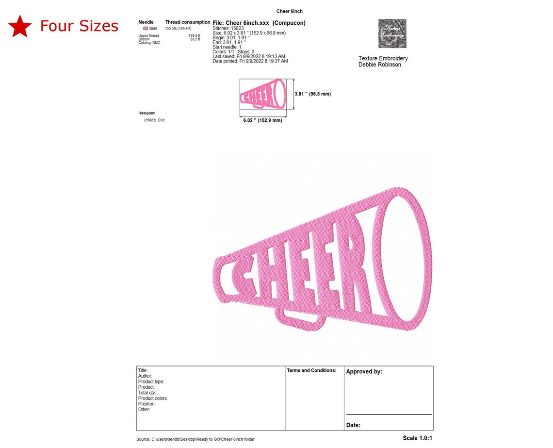 Cheer Machine Embroidery Design, Four Sizes Included, Pick Your Team ...