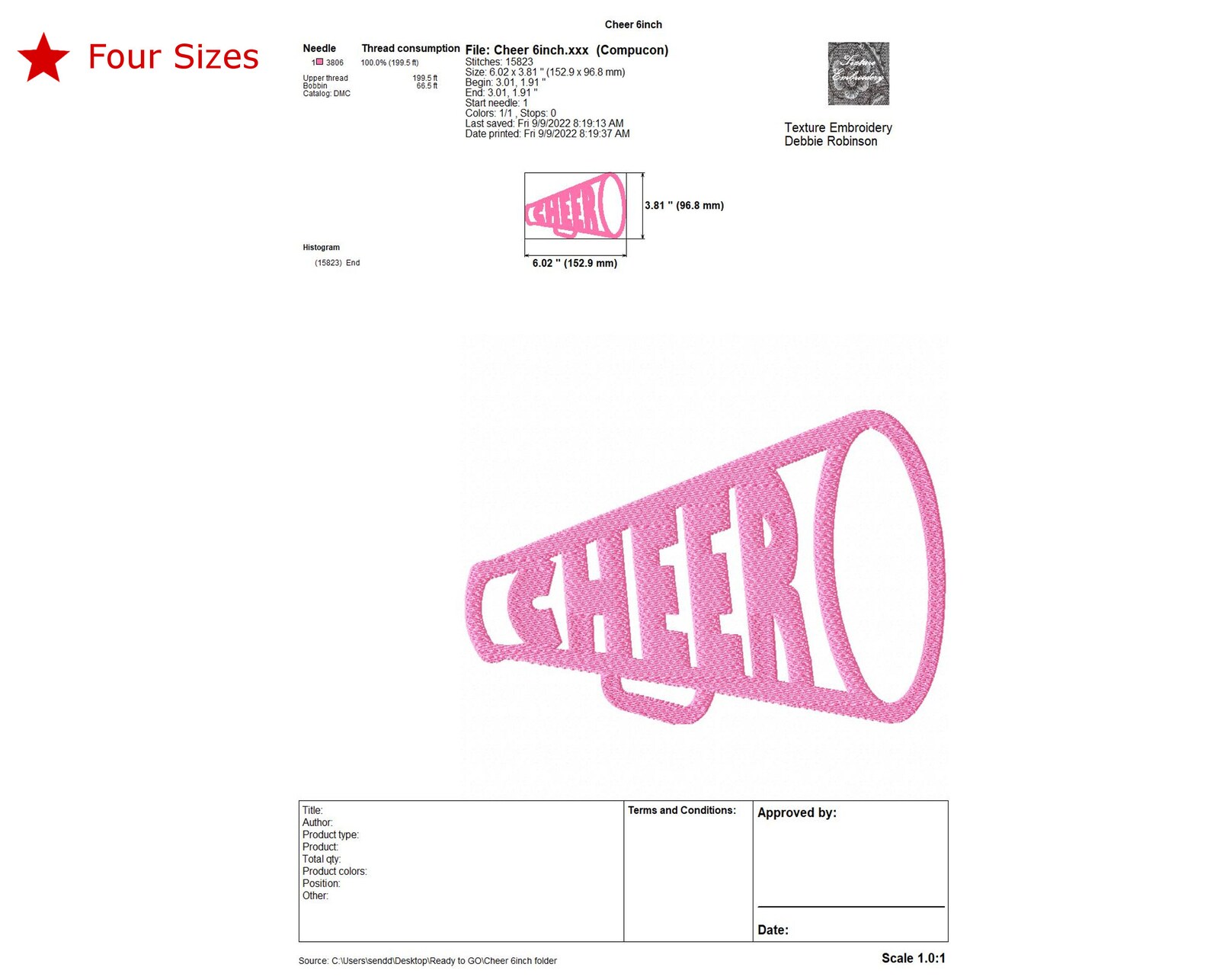 Cheer Machine Embroidery Design, Four Sizes Included, Pick Your Team ...