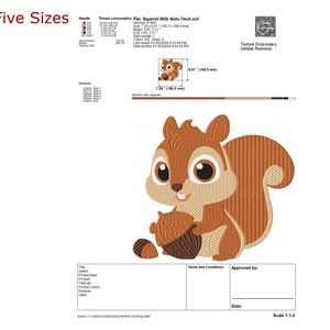 Squirrel With Nuts Machine Embroidery Design, Five Sizes Included ...