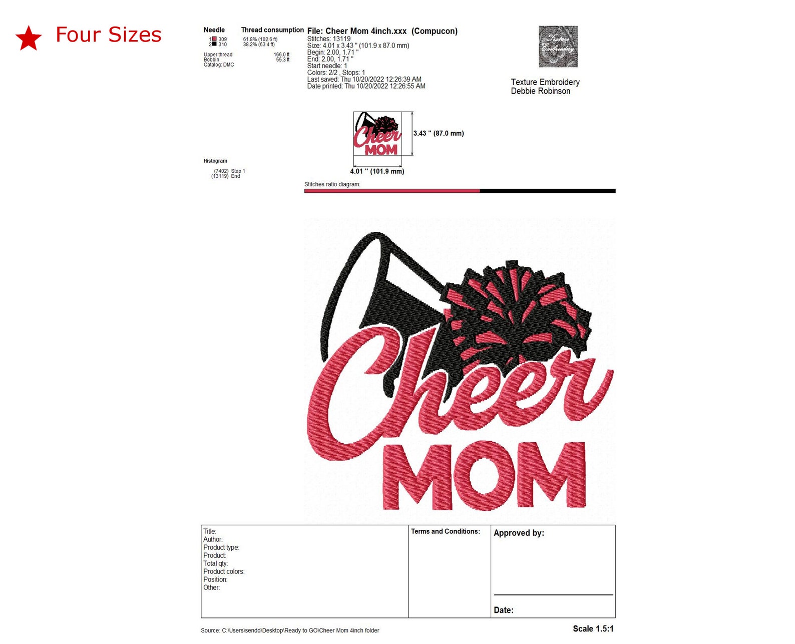 Cheer Mom Machine Embroidery Design, Four Sizes Included, Instant ...