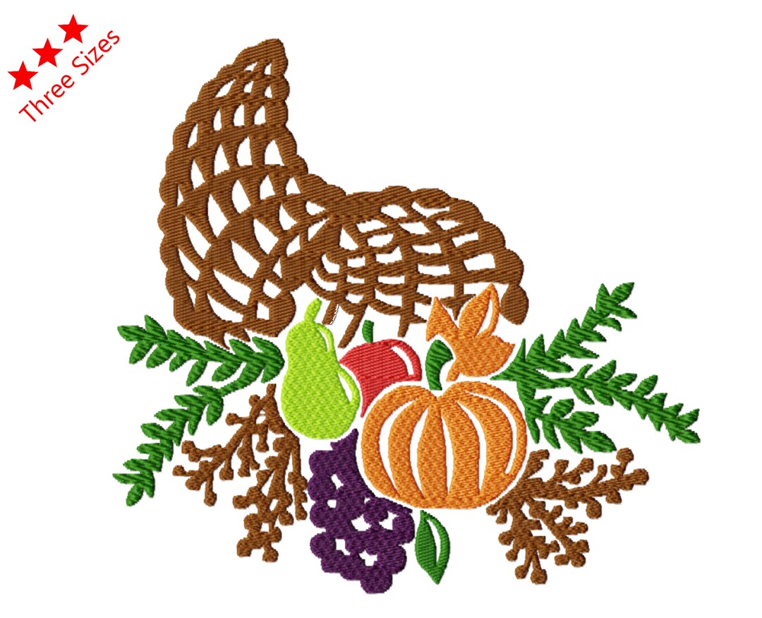 Cornucopia Machine Embroidery Design, Three Sizes Included - Etsy