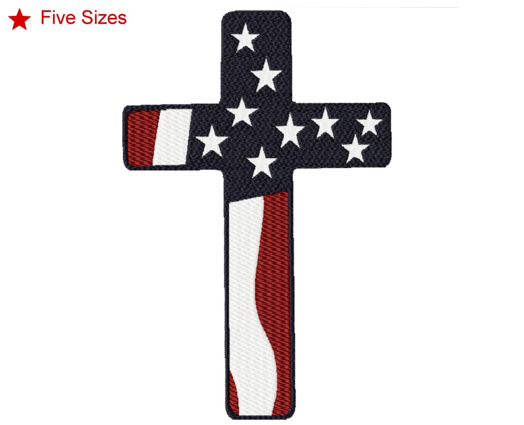 Patriotic Cross Machine Embroidery Design, Five Sizes Included, Instant ...