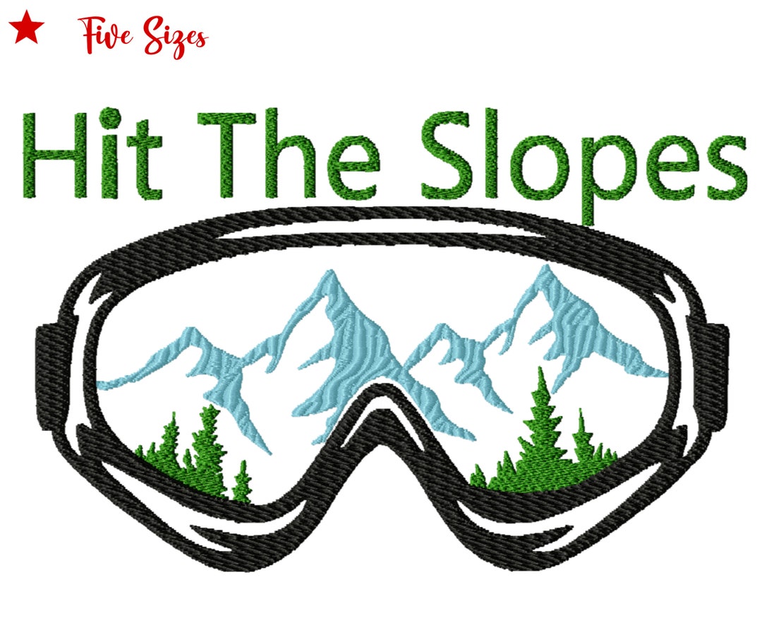 Hit the Slopes Machine Embroidery Design, Five Sizes Included, Instant ... Hit the Slopes Machine Embroidery Design, Five Sizes Included, Instant ...