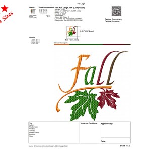 Fall Machine Embroidery Design, Three Sizes Included - Etsy