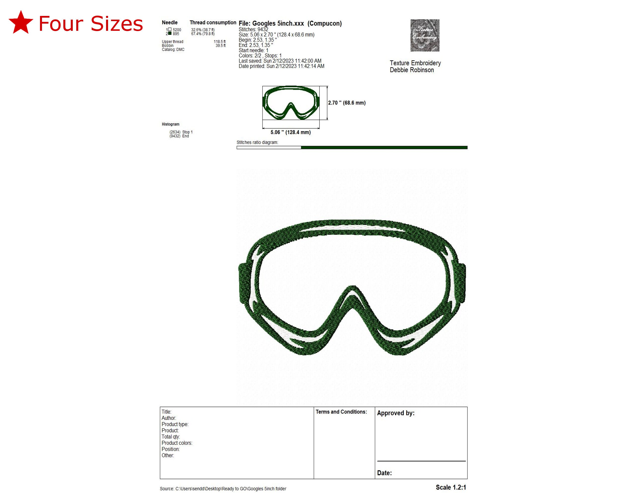 Goggles Machine Embroidery Design Four Sizes Included - Etsy