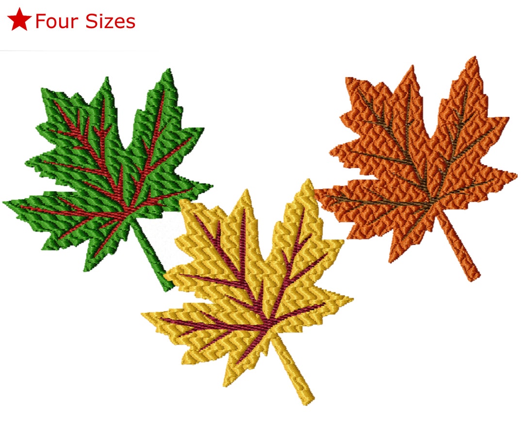 Leaf Trio Machine Embroidery Design, Four Sizes Included, Instant ...