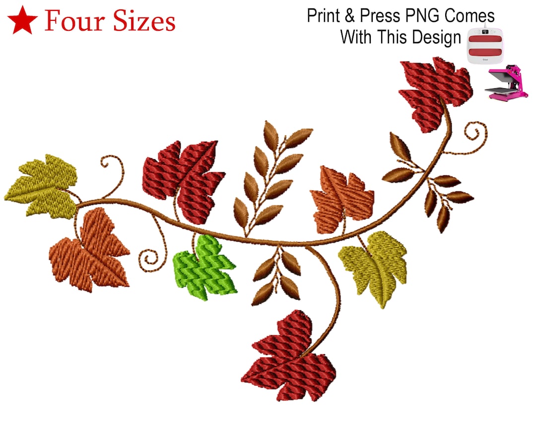 Fall Swirl Machine Embroidery Design, Four Sizes Included, Instant ...
