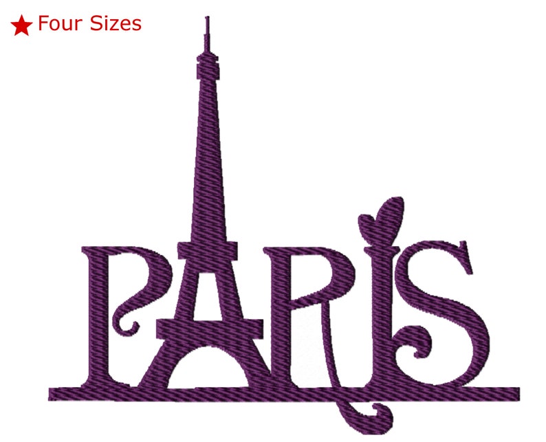 Paris Machine Embroidery Design Four Sizes Included Instant - Etsy