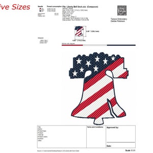 Liberty Bell Machine Embroidery Design, Five Sizes Included, Instant ...
