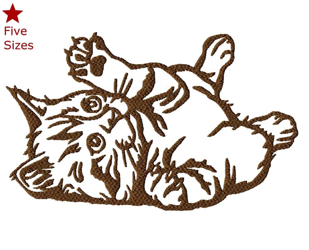 Playful Kitten Machine Embroidery Design, Five Sizes Included, Instant ...
