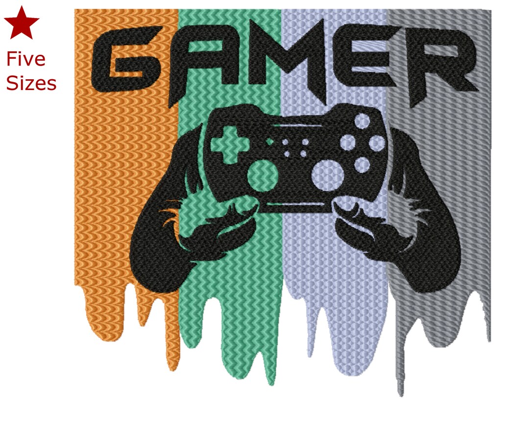 Gamer Machine Embroidery Design, Five Sizes Included, Instant Download ...