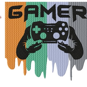 Gamer Machine Embroidery Design, Five Sizes Included, Instant Download ...