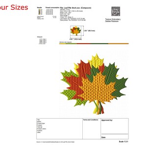 Leaf Pile Machine Embroidery Design, Four Sizes Included, Instant ...