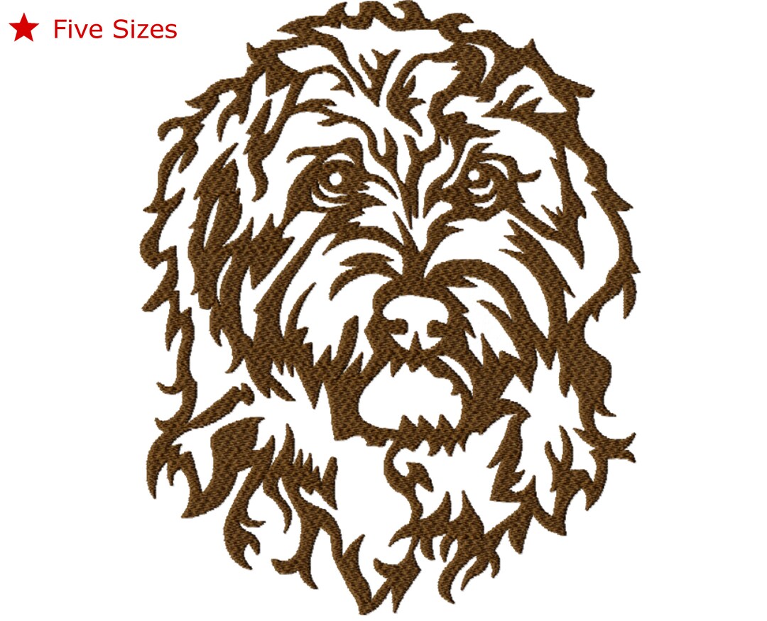 Labradoodle Head Machine Embroidery Design, Five Sizes Included ...