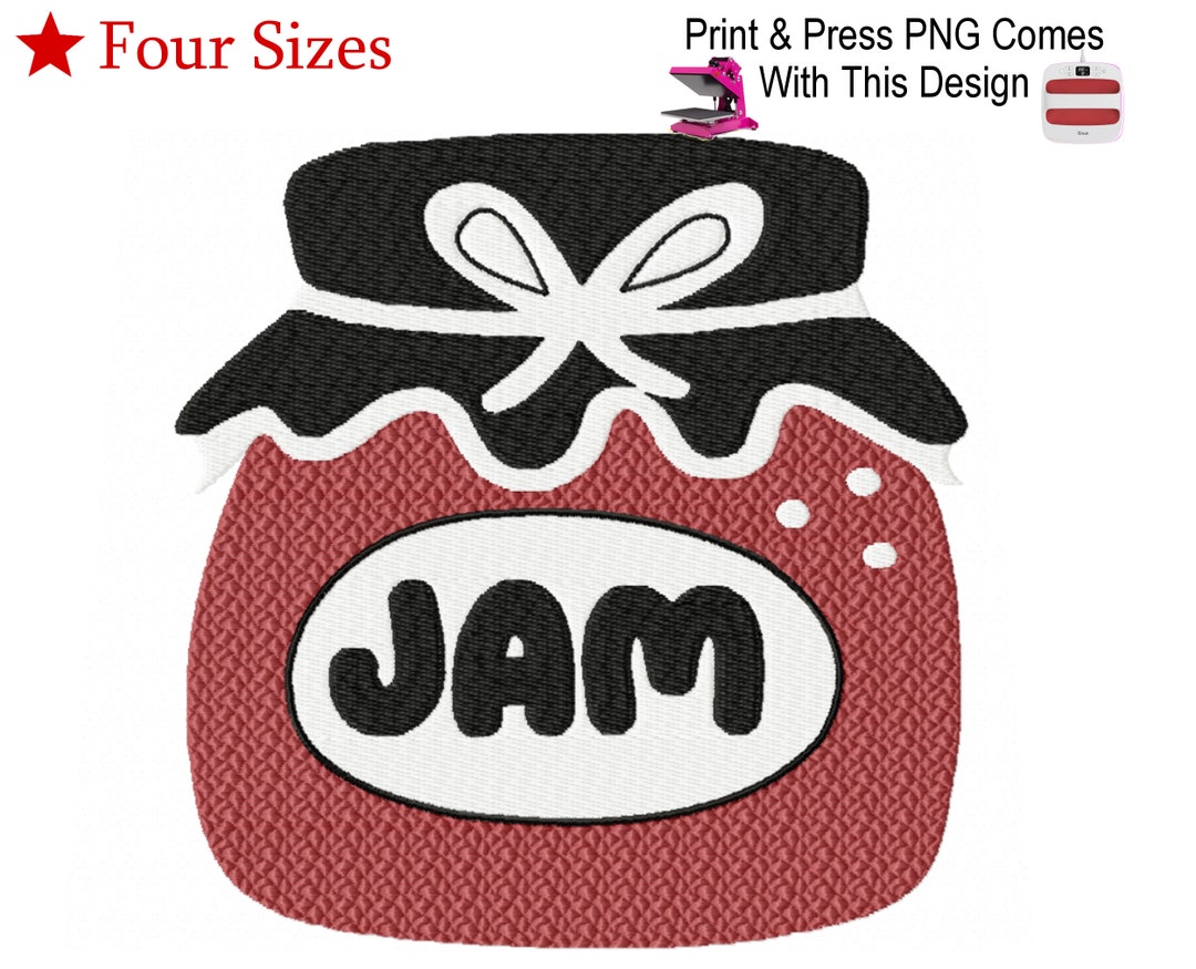Jam Jar Machine Embroidery Design, Four Sizes Included, Instant ...