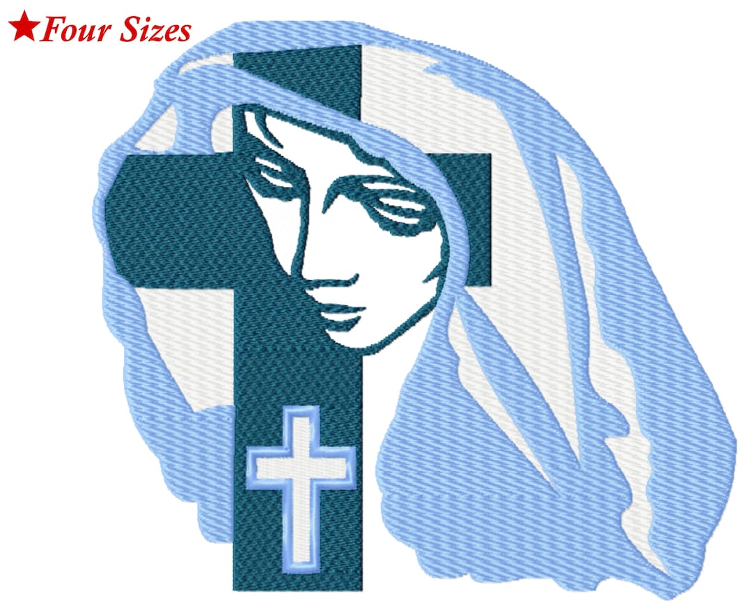 Mary Cross Machine Embroidery Design, Four Sizes Included, Instant ...