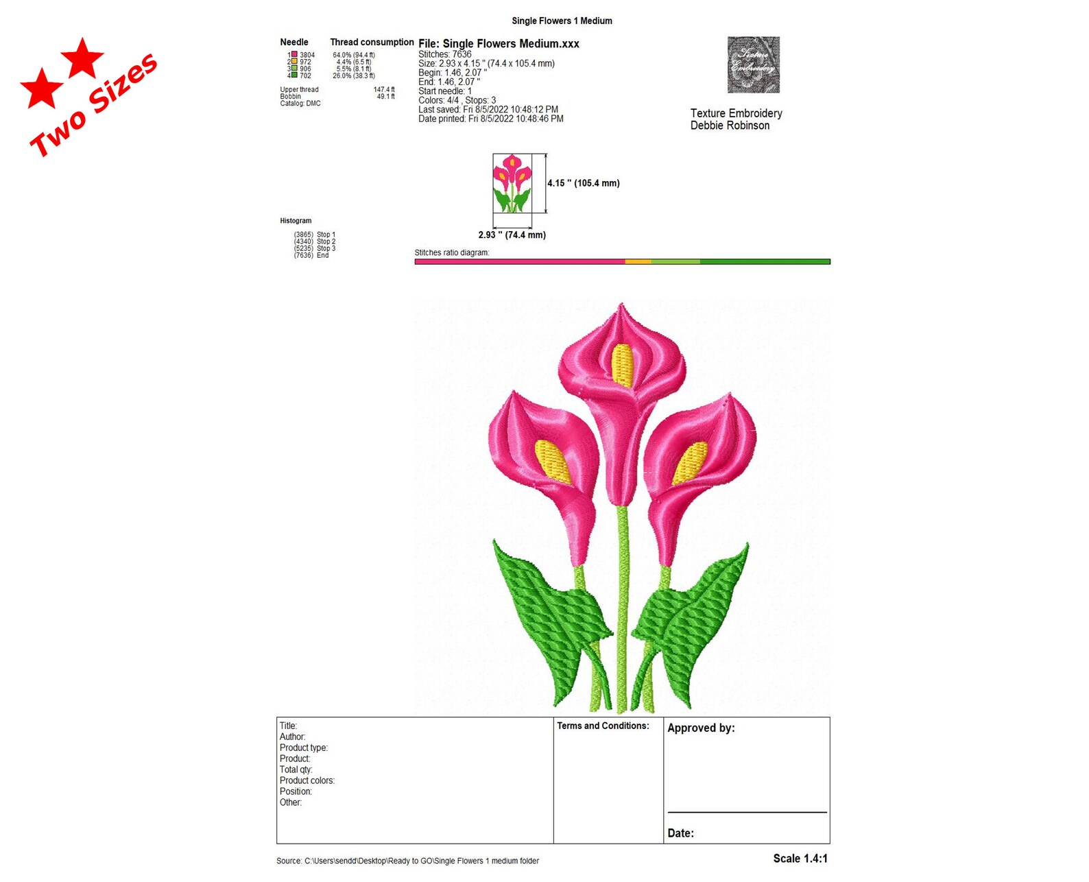 Single Flowers Machine Embroidery Design Two Sizes - Etsy