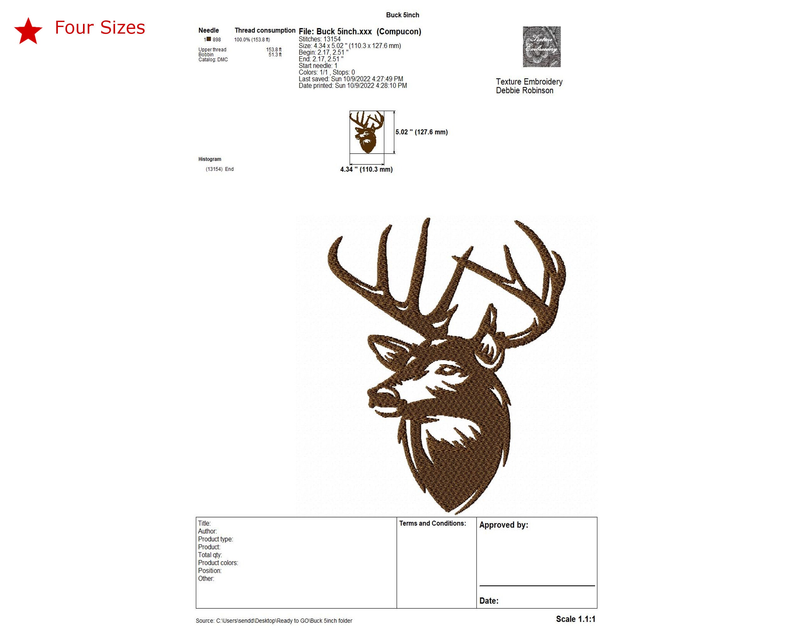 Buck Machine Embroidery Design, Four Sizes Included, Instant Download ...