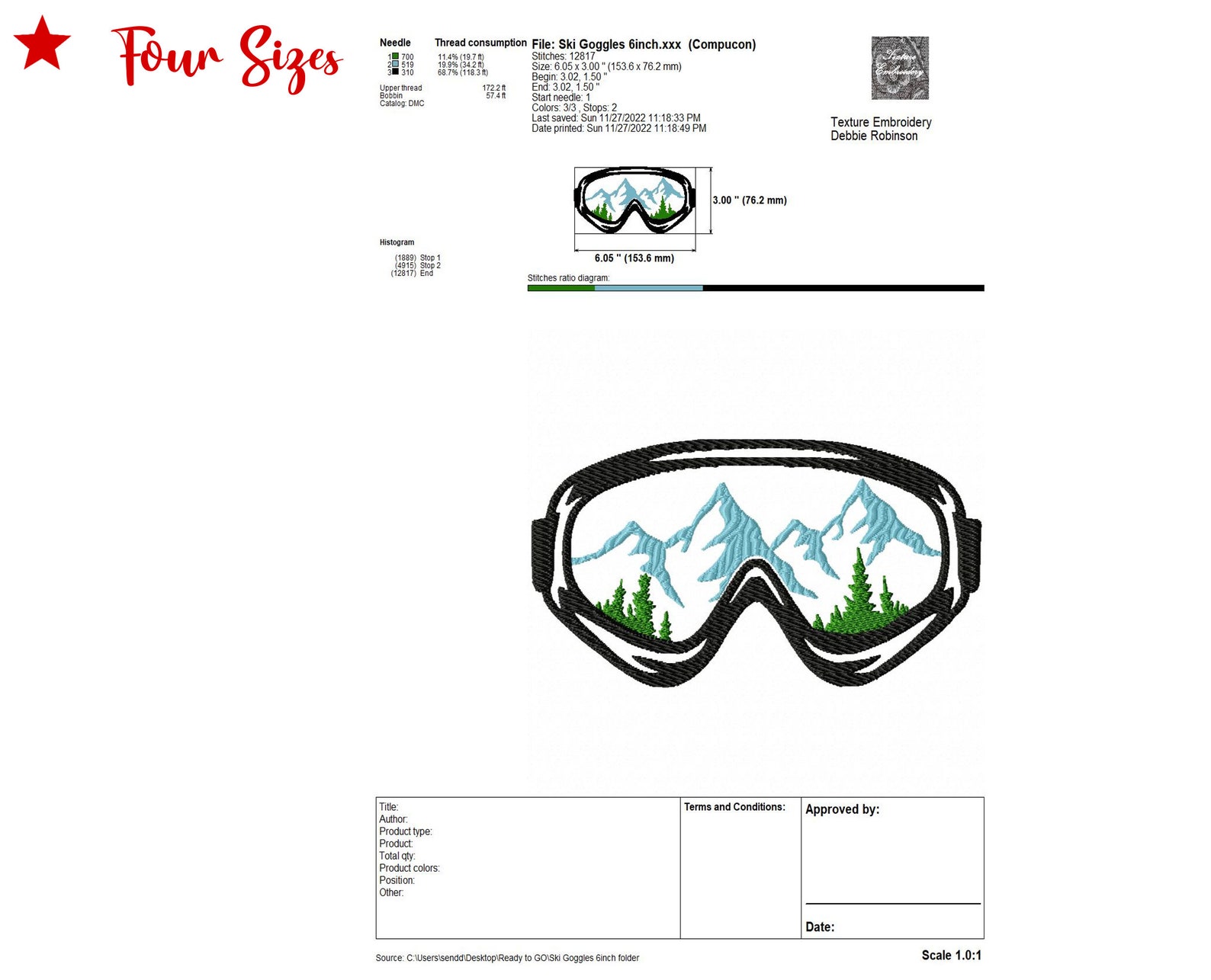 Ski Goggles Machine Embroidery Design Four Sizes Included - Etsy
