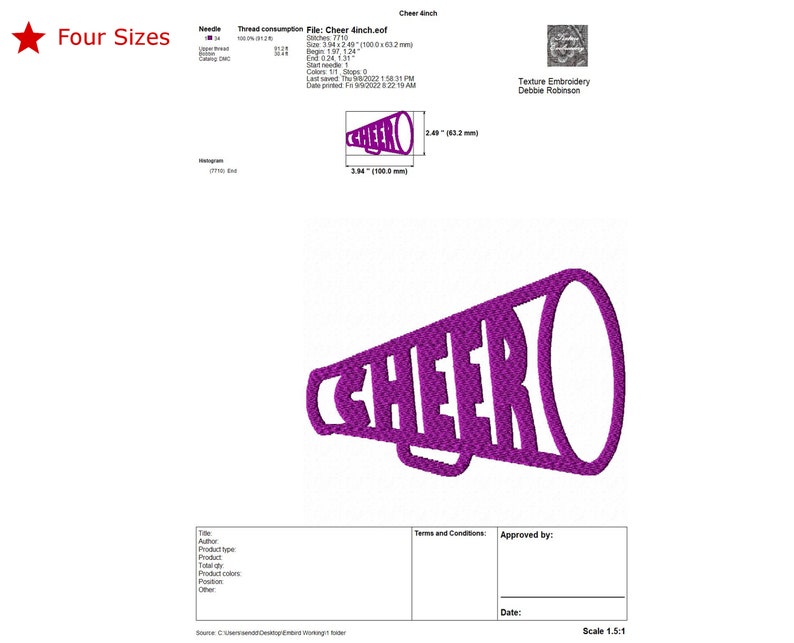 Cheer Machine Embroidery Design, Four Sizes Included, Pick Your Team ...