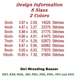 Girl Wrestling Banner Machine Embroidery Design, Eight Sizes Included ...