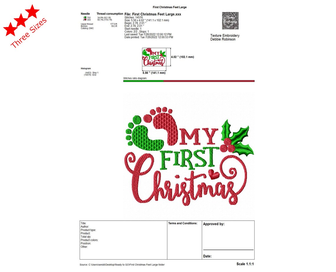 First Christmas Feet Machine Embroidery Design. - Etsy