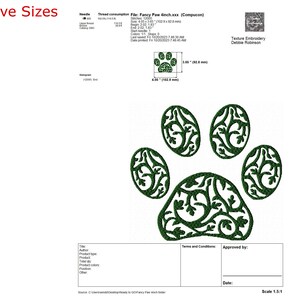 Fancy Paw Machine Embroidery Design, Five Sizes Included, Instant ...